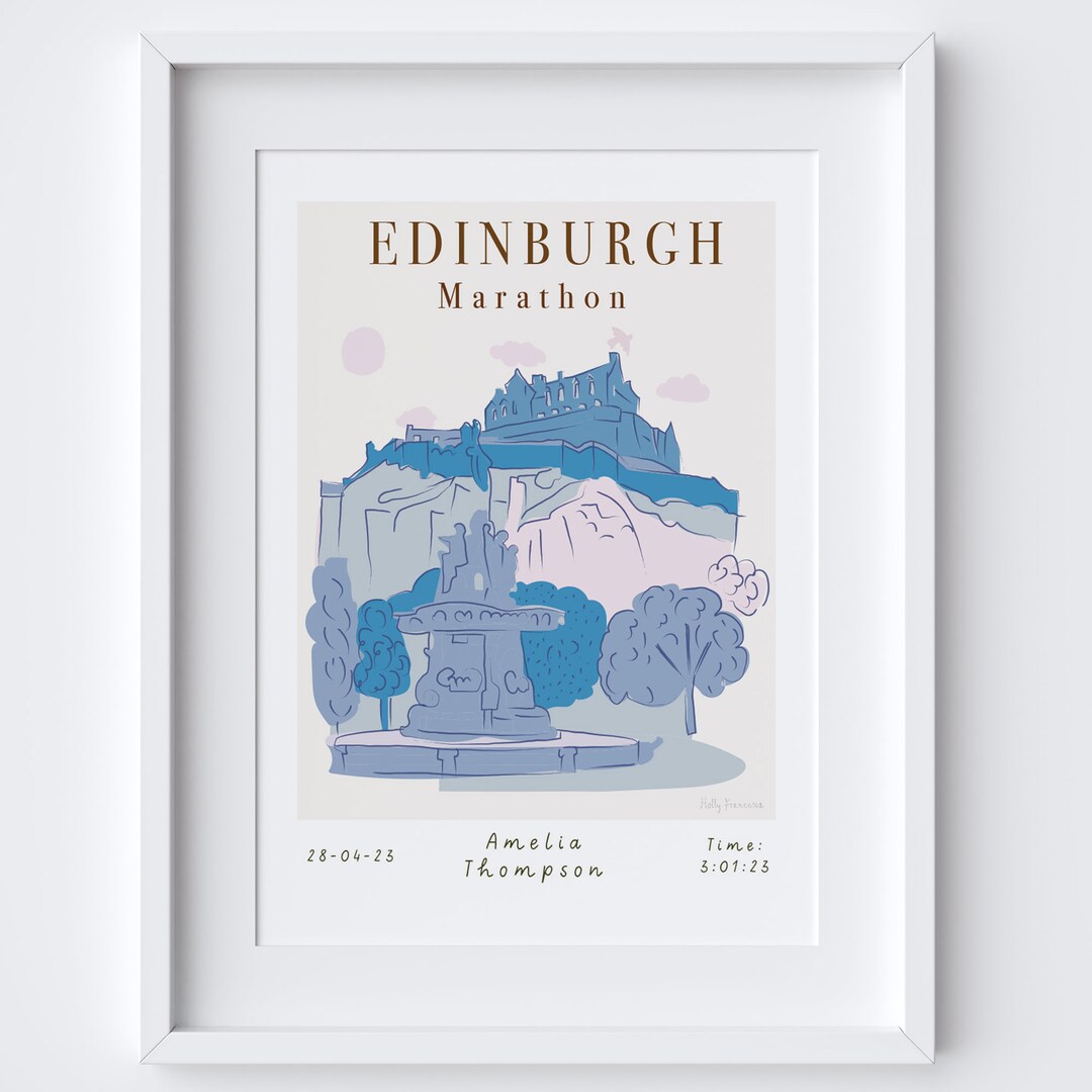 Edinburgh Marathon - Running Scene Landmarks Personalised Print ...