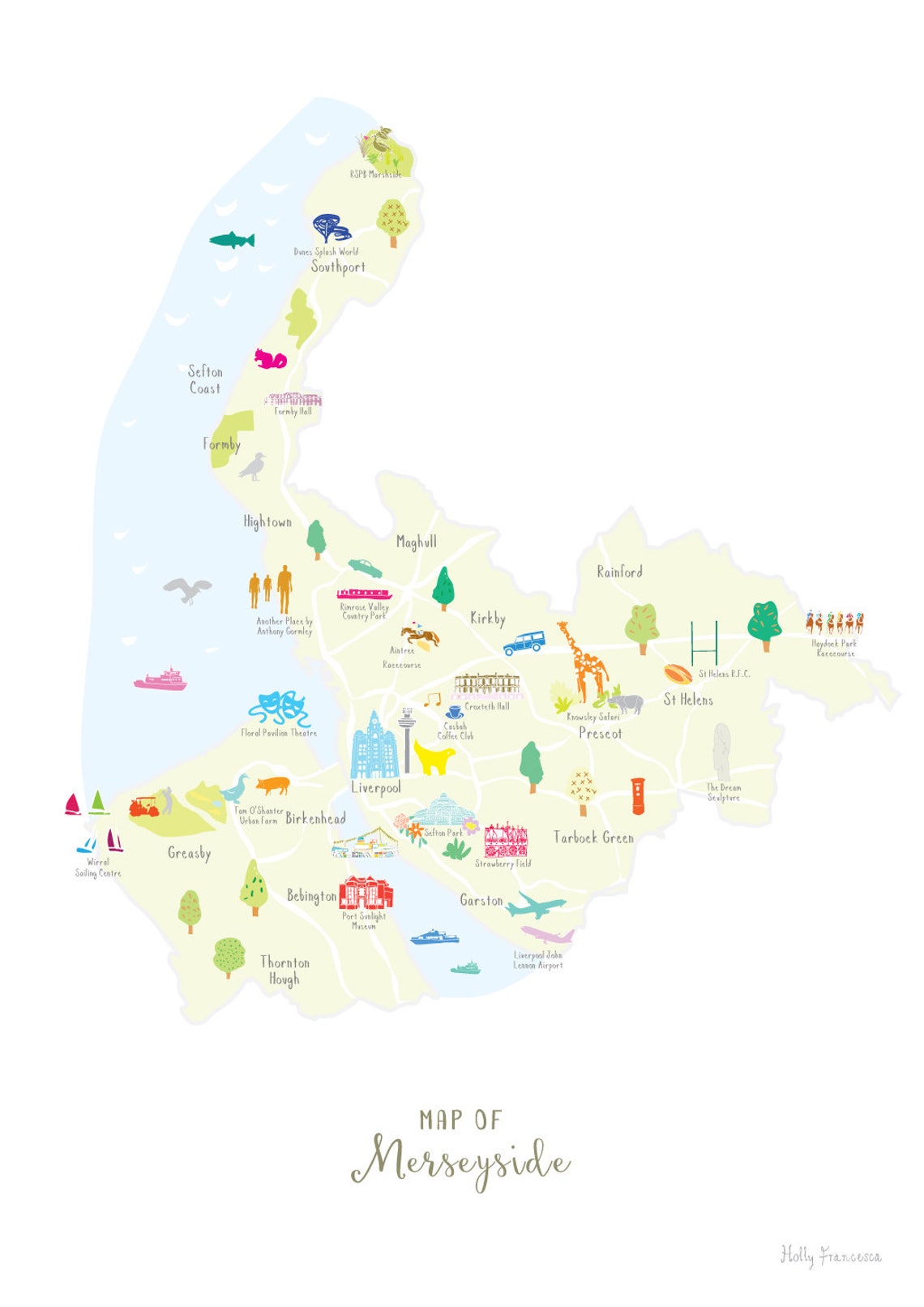 Map of Merseyside Art Print - Etsy