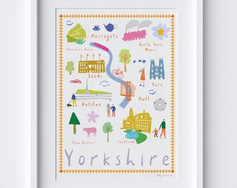 Map of North Yorkshire Art Print | Etsy