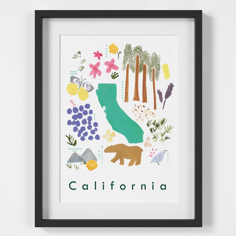 California State Symbols Art Print - Etsy