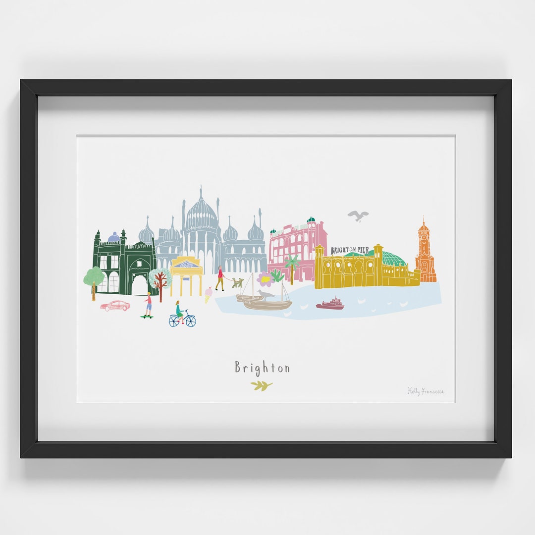 Brighton Skyline Cityscape Landmarks Art Print - Etsy