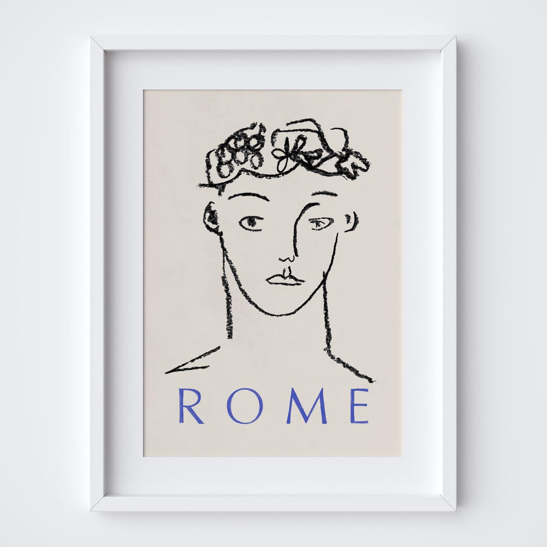 Roman Bust Art Print - Rome Travel Print - Italian Drawing Greco Wall ...