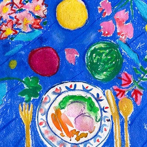 Bon Appetit Dinner Plate Art Print - Watercolour Poster - Mixed Media ...