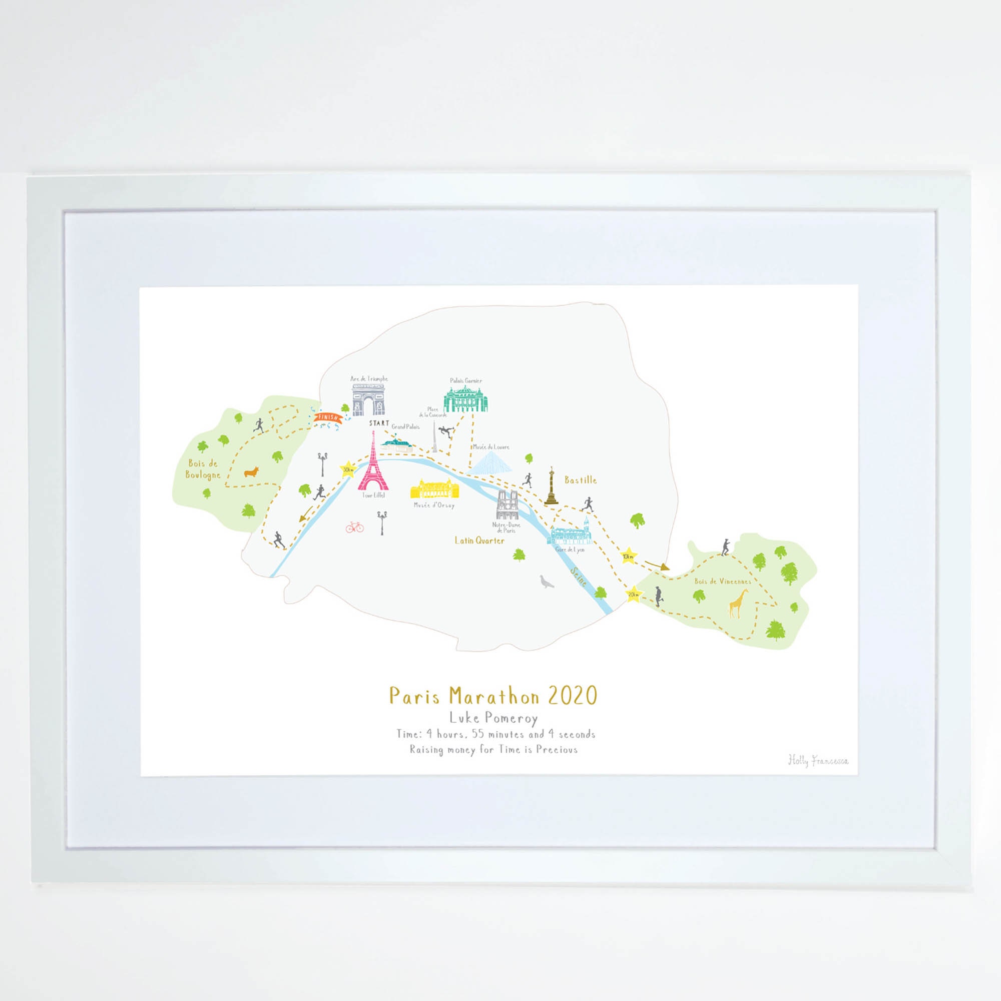 Paris Marathon Route Map Art Print (personalisation Included) - Etsy