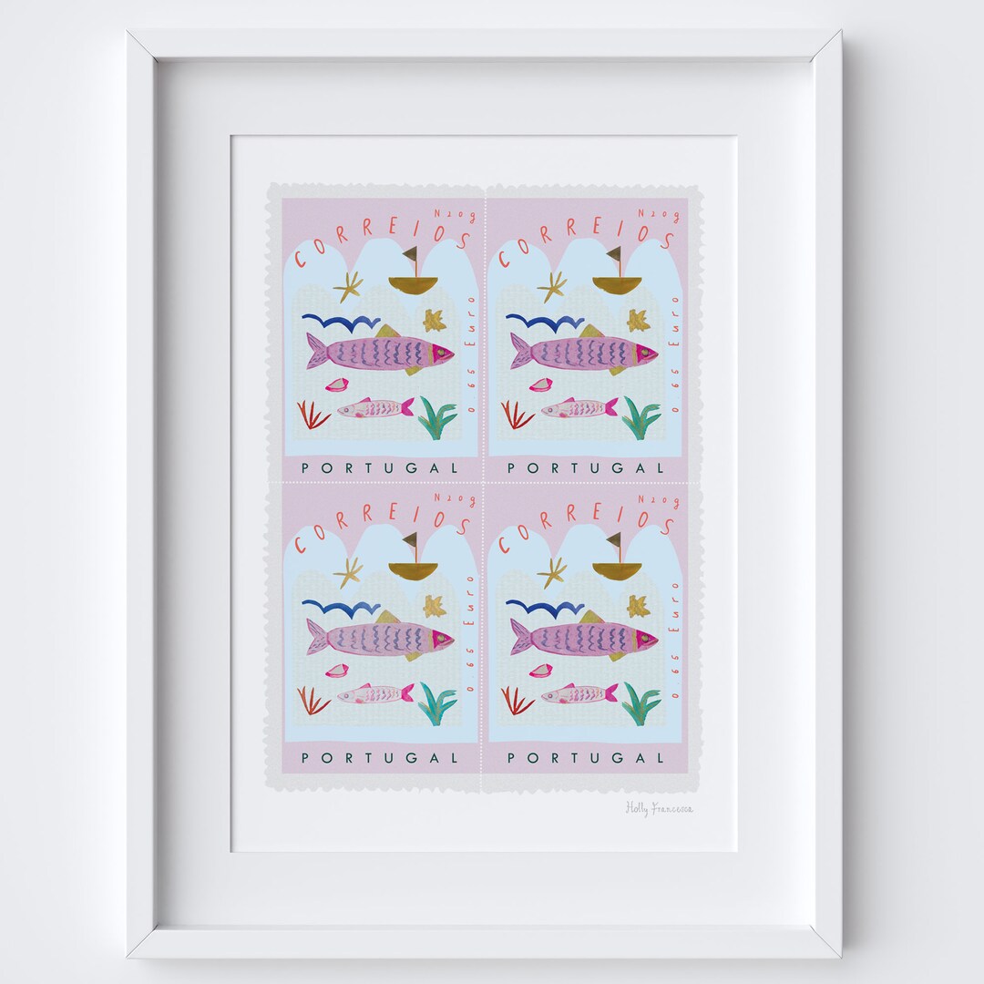Portugal Postage Stamp Art Print Travel Art Gift Portuguese Poster ...