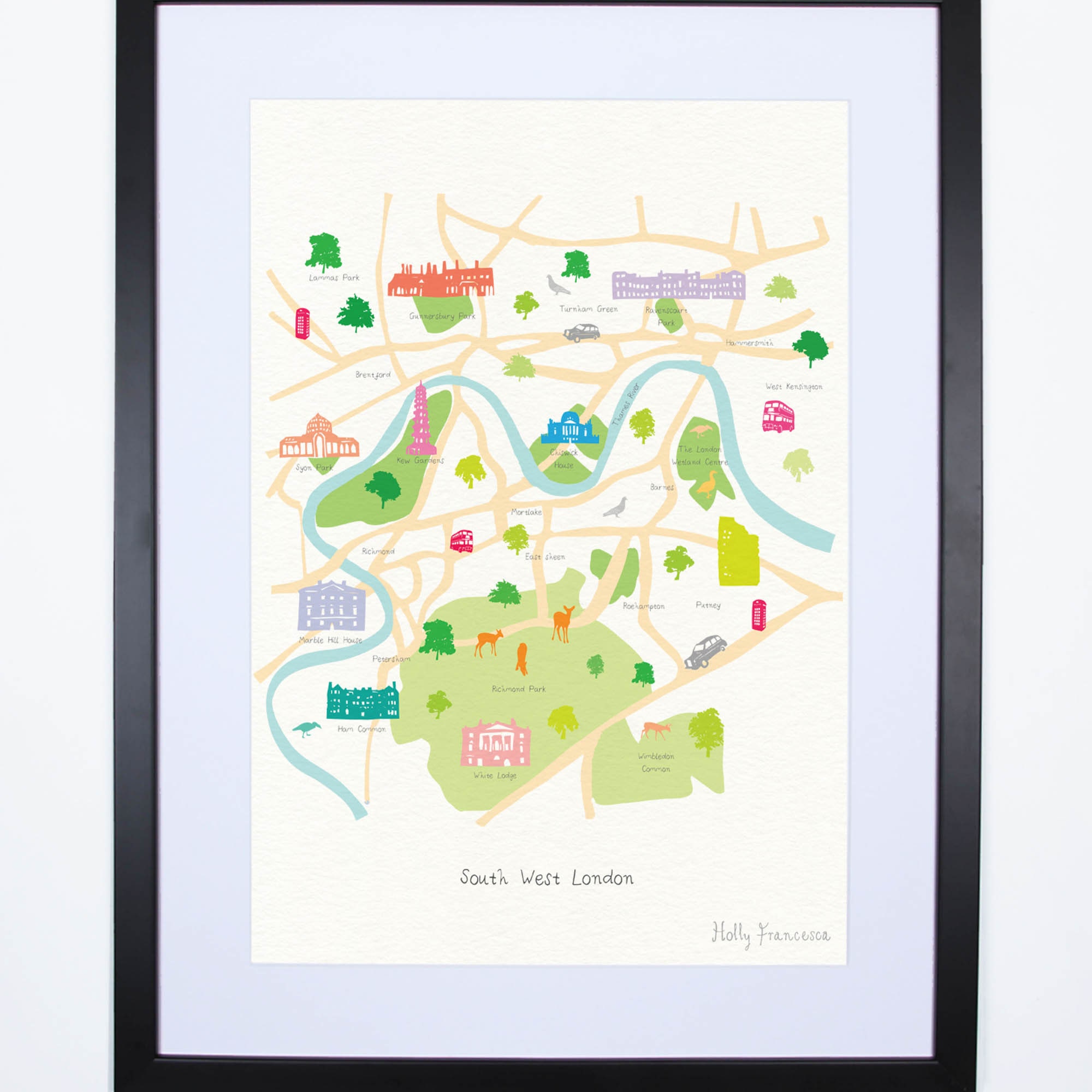 Map of South West London Art Print | Illustrated London Boroughs Poster ...