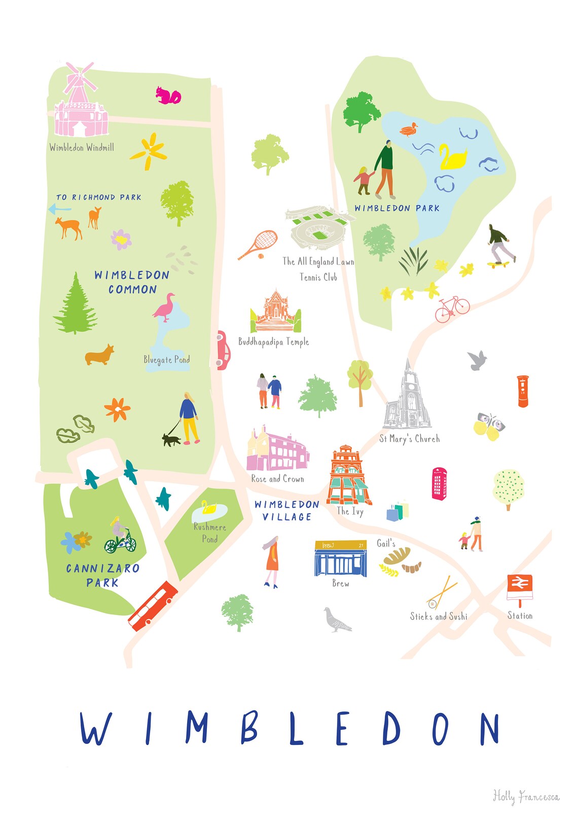 Map of Wimbledon Village Art Print / South West London | Etsy UK