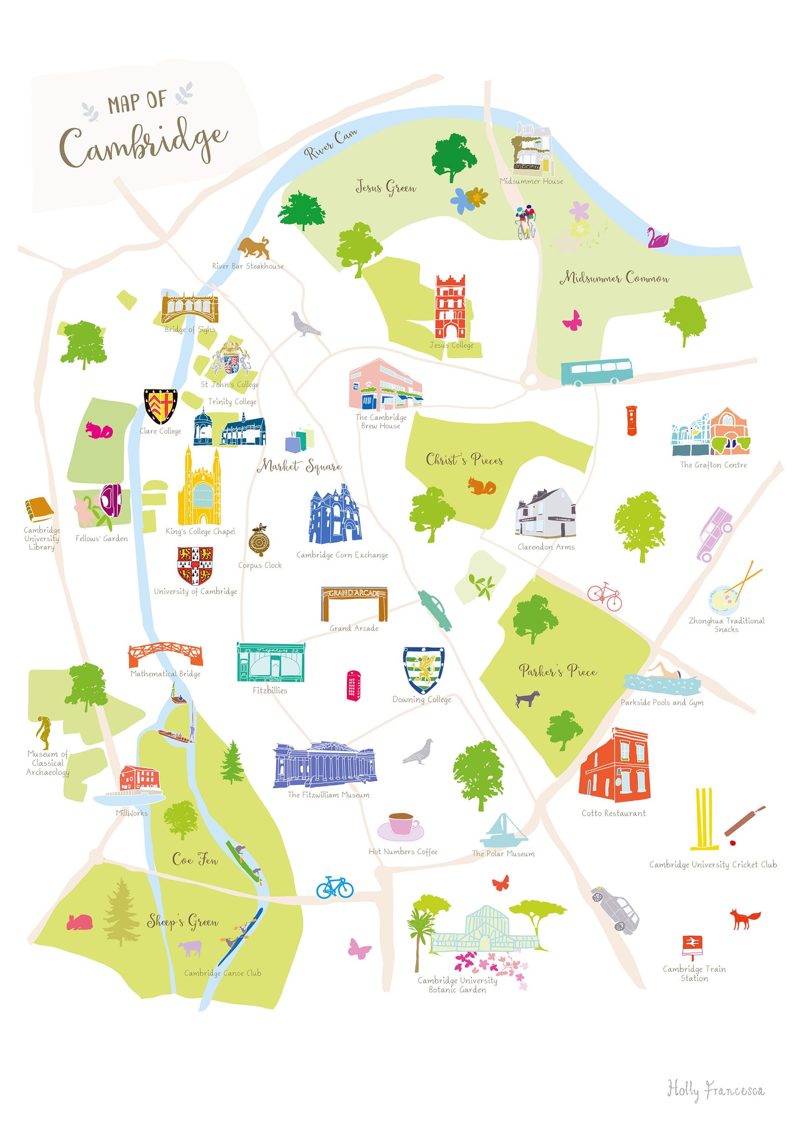 Map of Cambridge Art Print | Etsy UK