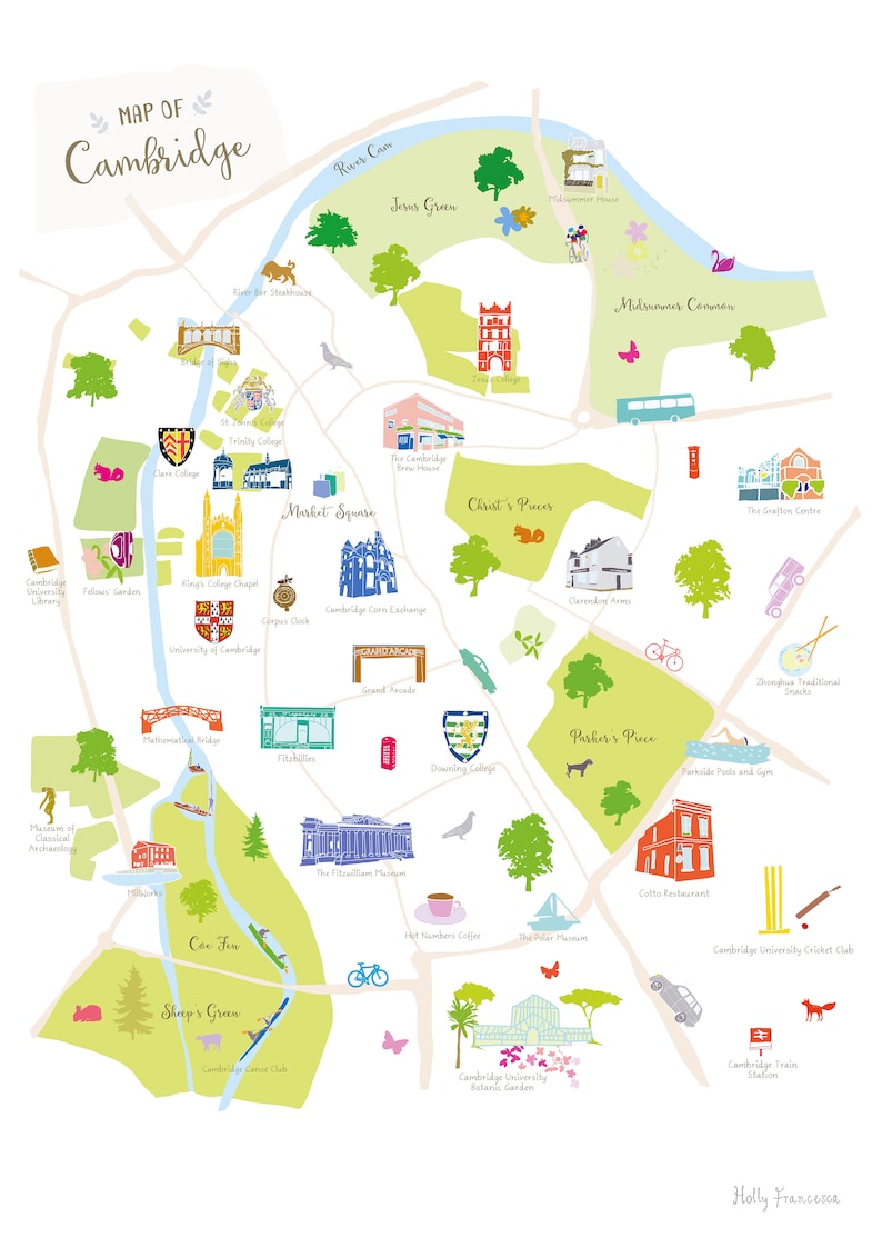 Map of Cambridge Art Print | Etsy