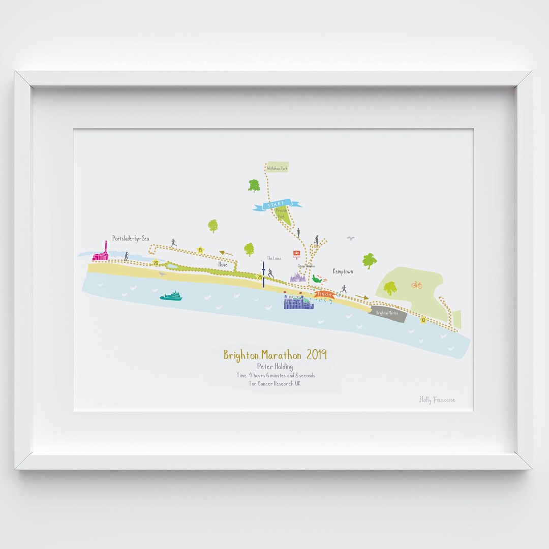 Brighton Marathon Route Map Art Print (personalisation Included) - Etsy