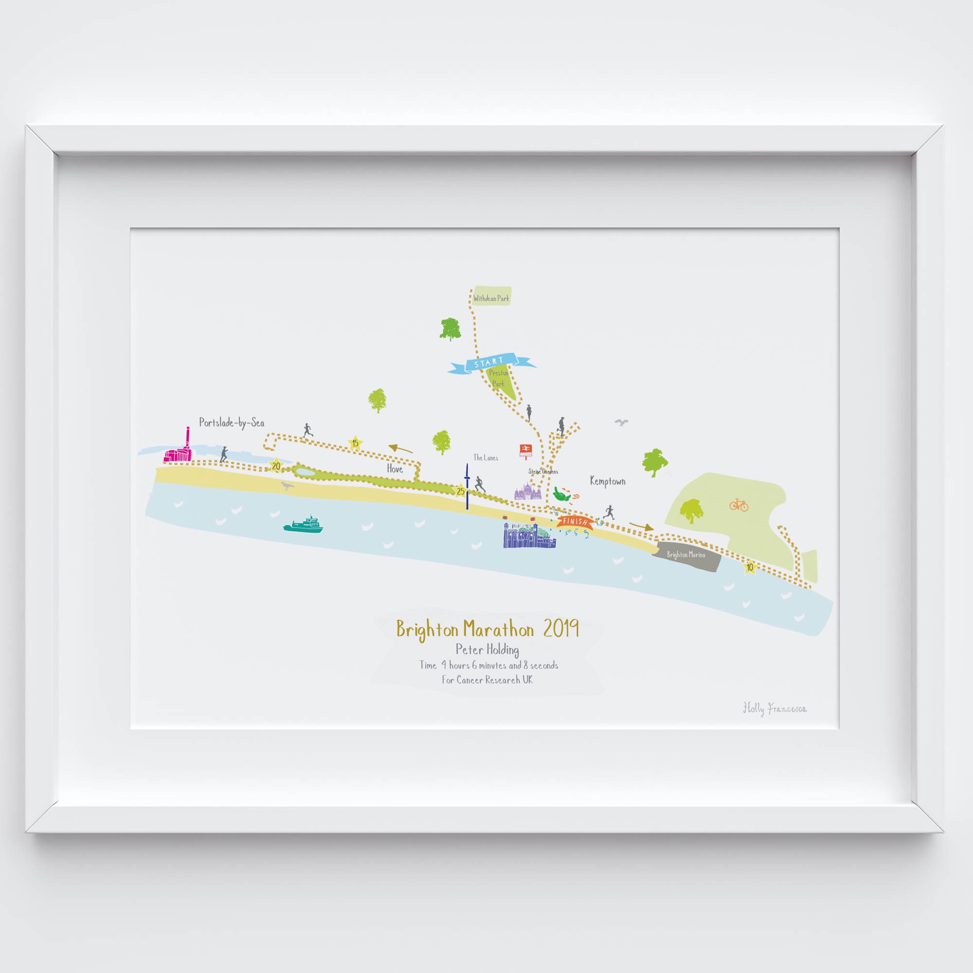 Brighton Marathon Route Map Art Print (personalisation Included) - Etsy UK