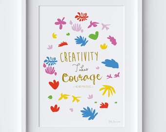 Risograph Art Print creativity Takes Courage - Etsy