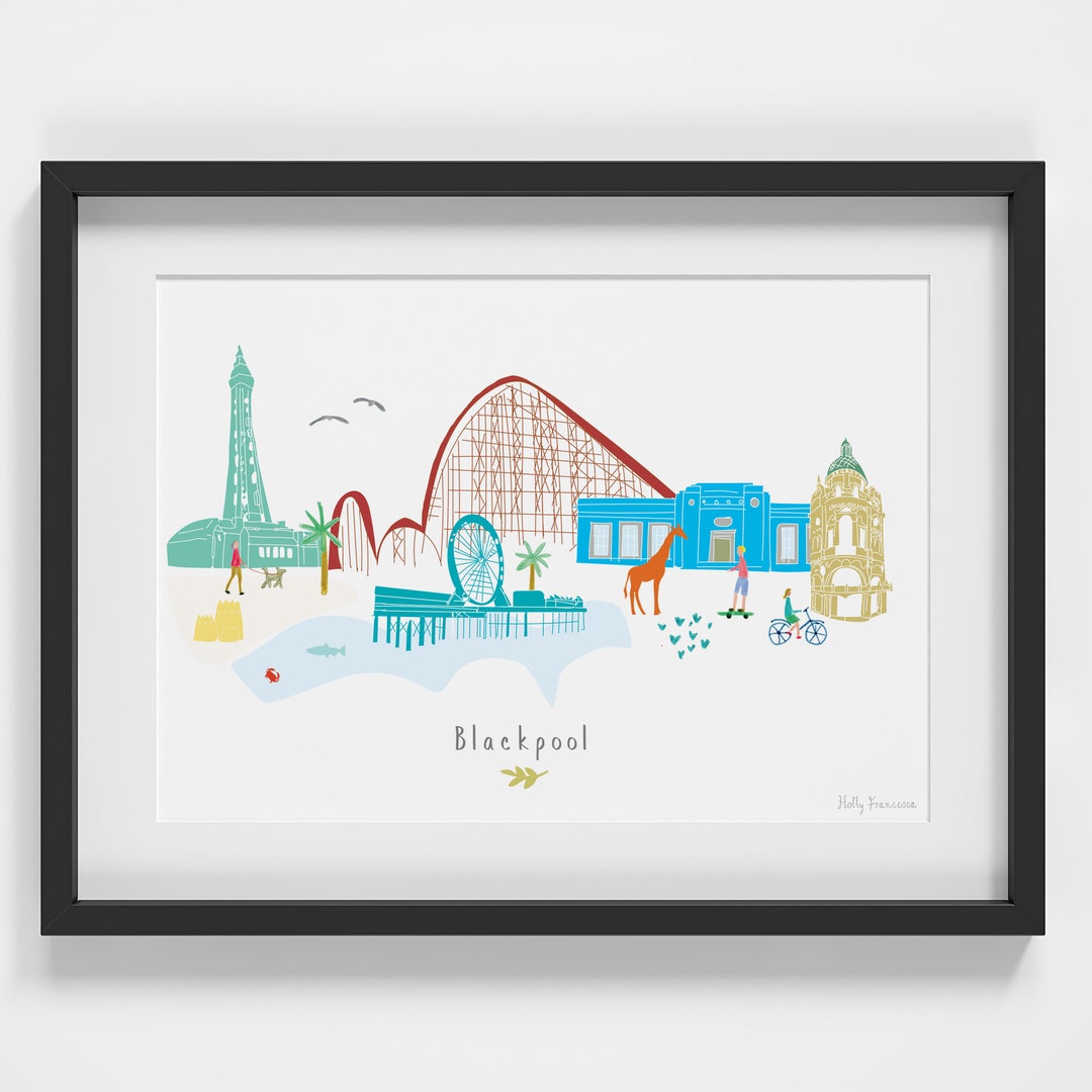 Blackpool Skyline Cityscape Landmarks Art Print - Etsy
