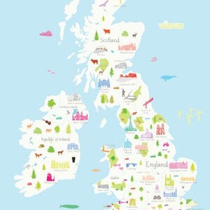 British Wonders Map Art Print - Etsy