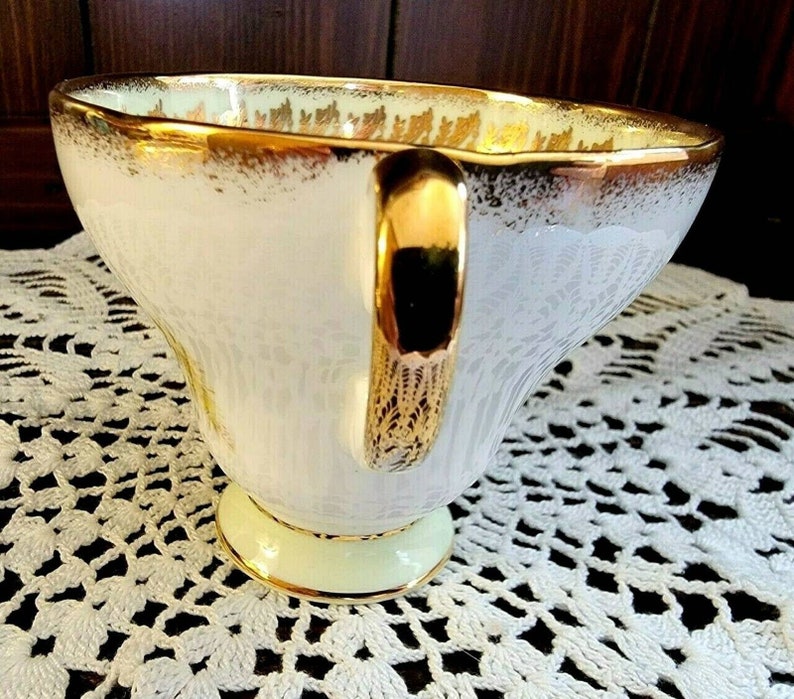 Vtg Foley E. Brain Teacup Saucer Bone China Fern Green Gold Pedestal ...