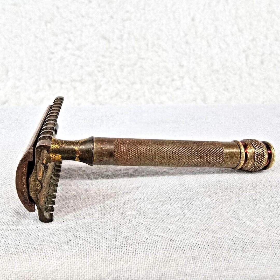 Gillette Safety Razor Antique Gold Old Type Open Comb Ball End Jan 13 ...