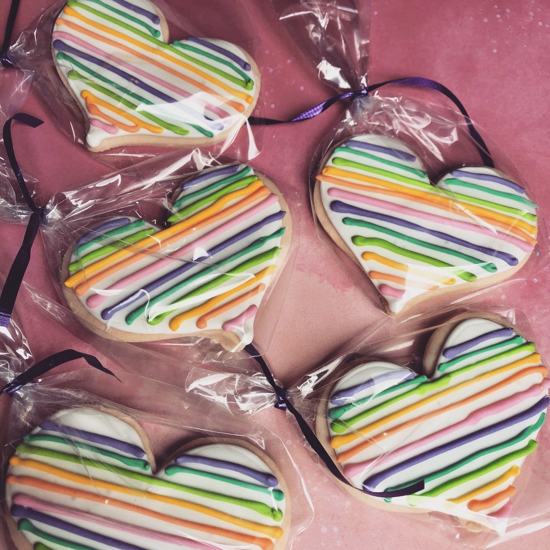 Rainbow Heart Cookies - Etsy