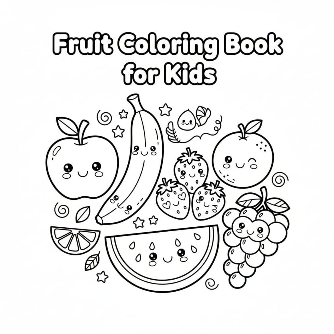 Fruit Coloring Pages for Kids | Easy Bold Line Toddler Coloring Book ...