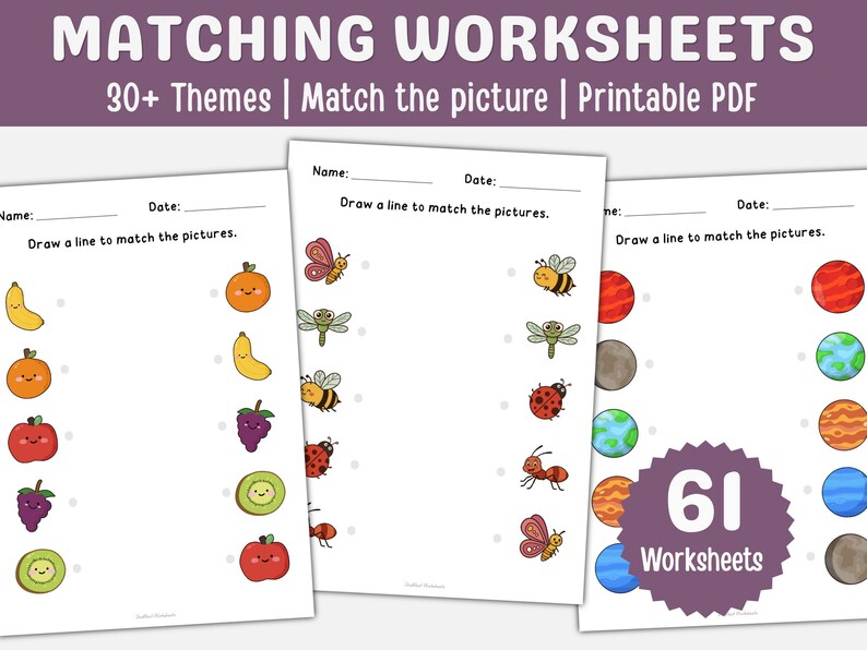 Printable Matching Worksheets for Preschool | 61 Match the Picture ...