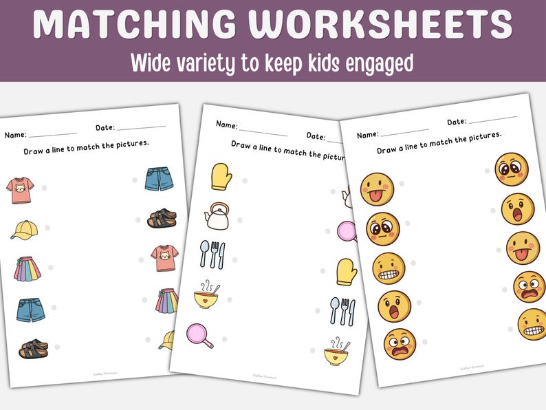 Printable Matching Worksheets for Preschool | 61 Match the Picture ...