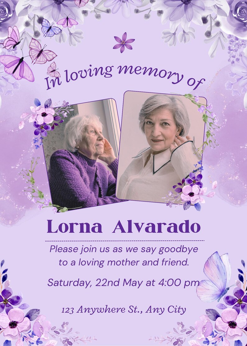 Funeral Invitation Template | Memorial Service Announcement (digital ...
