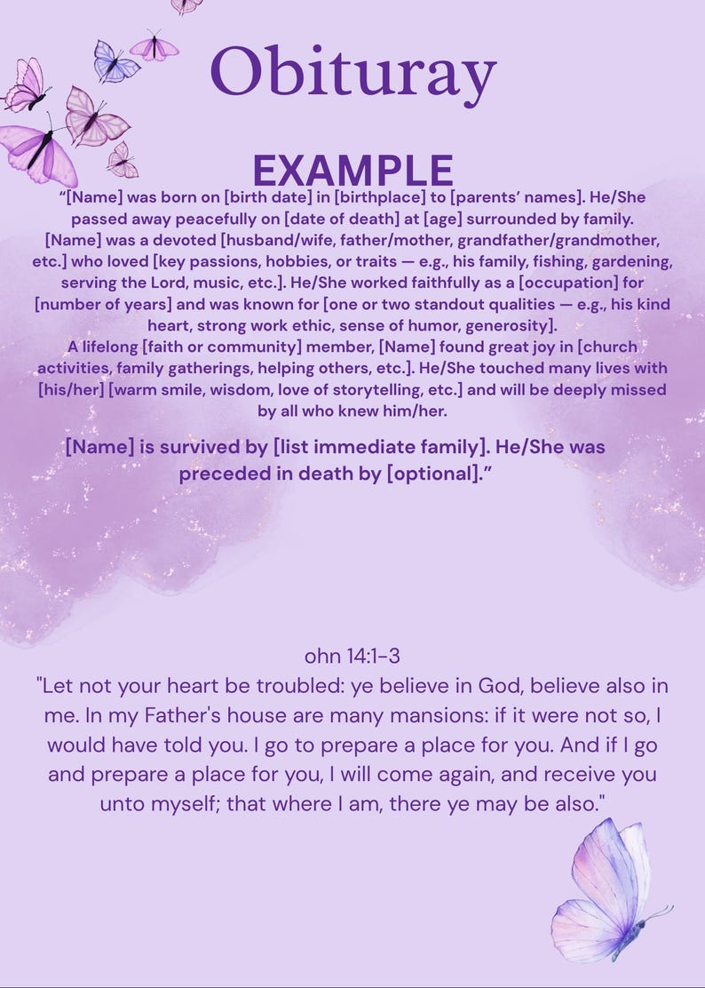 Funeral Invitation Template | Memorial Service Announcement (digital ...