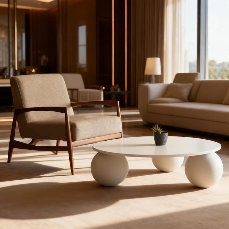 Round Coffee Table - Modern Minimalist Living Room Furniture, Luxury ...