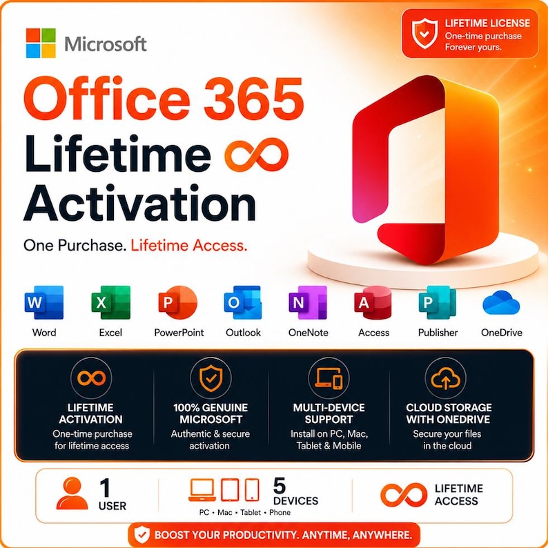 Microsoft Office 365 With Lifetime Activation - Etsy