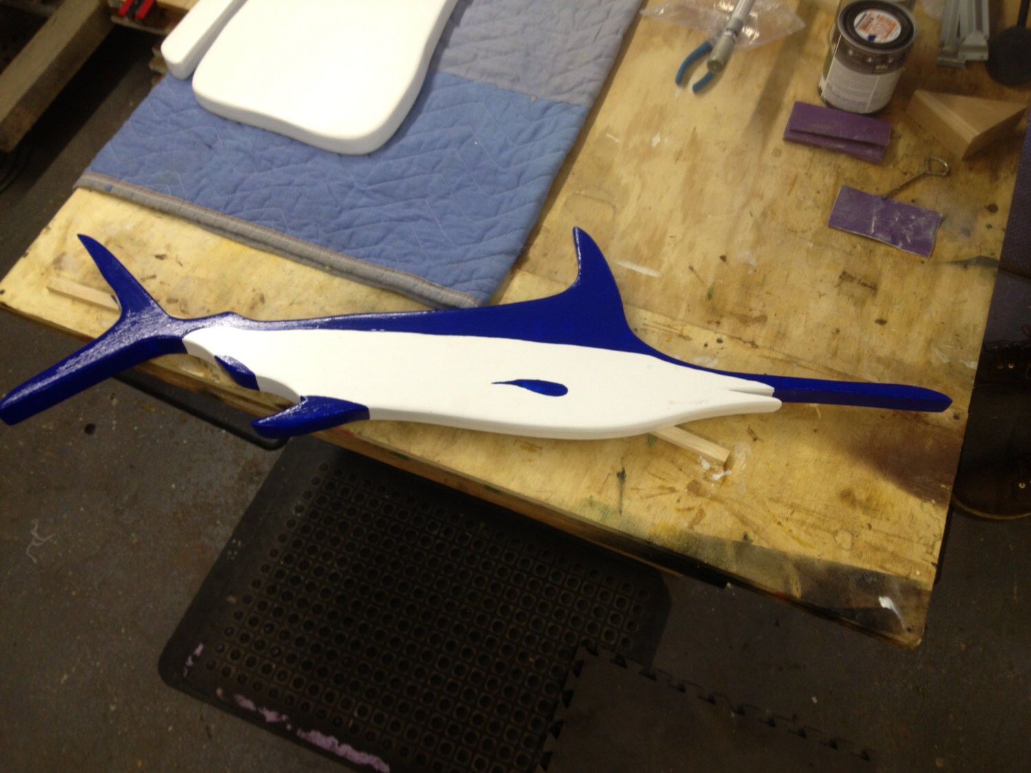 Wooden Indoor Outdoor Swordfish Wall Hanging "blue Sword" Hand Cut and ...