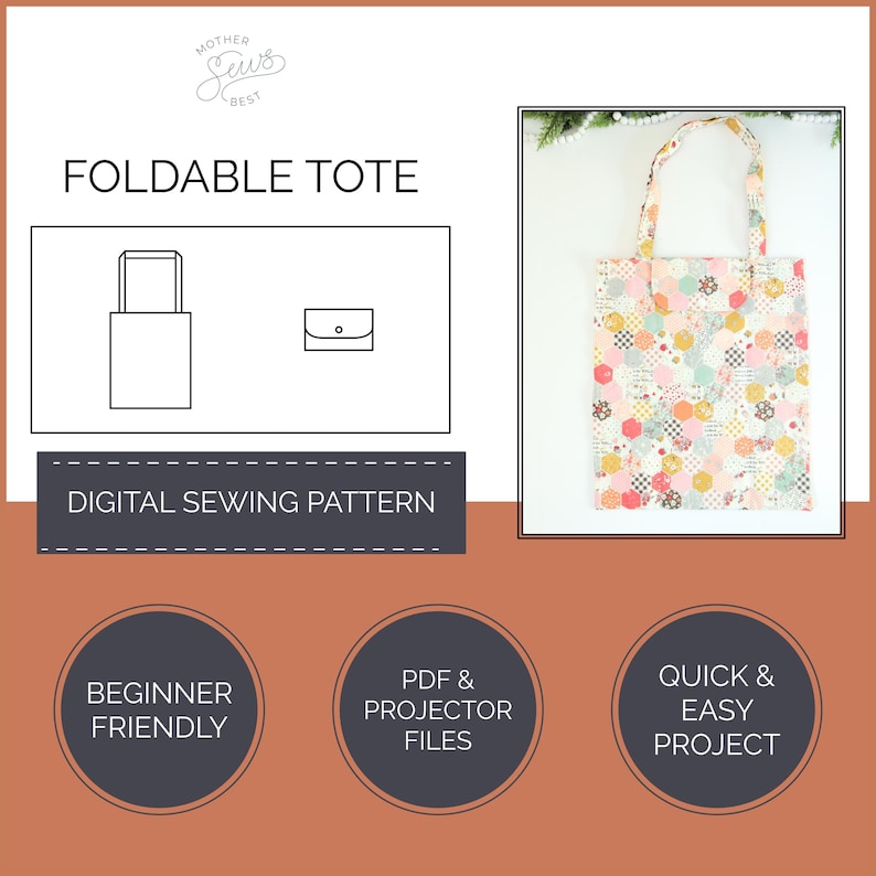 Foldable Tote Sewing Pattern | Reusable Fabric Grocery Bag | Easy ...