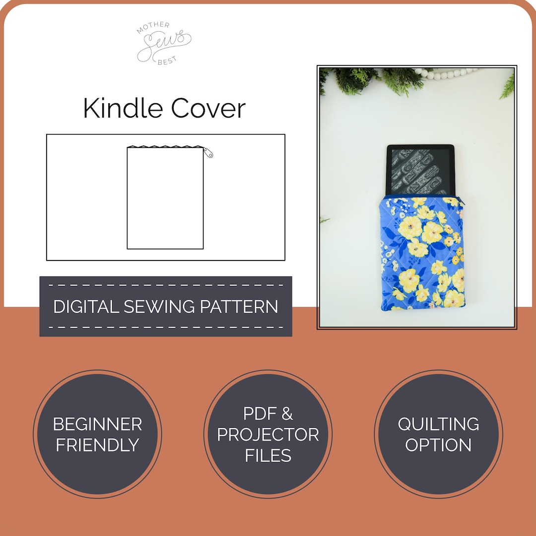 Quilted Kindle Case Sewing Pattern PDF | E-reader Zipper Pouch | Tablet ...