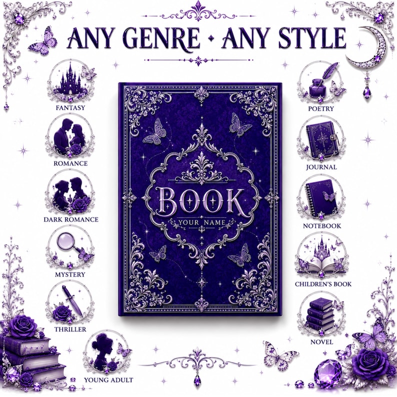 Elegant Premade Book Cover Template, Ornamental Fantasy Romance Design ...