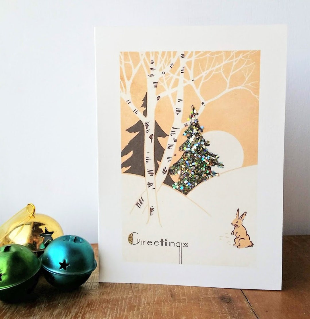 Winter Solstice Card With Rabbit in Forest - Etsy