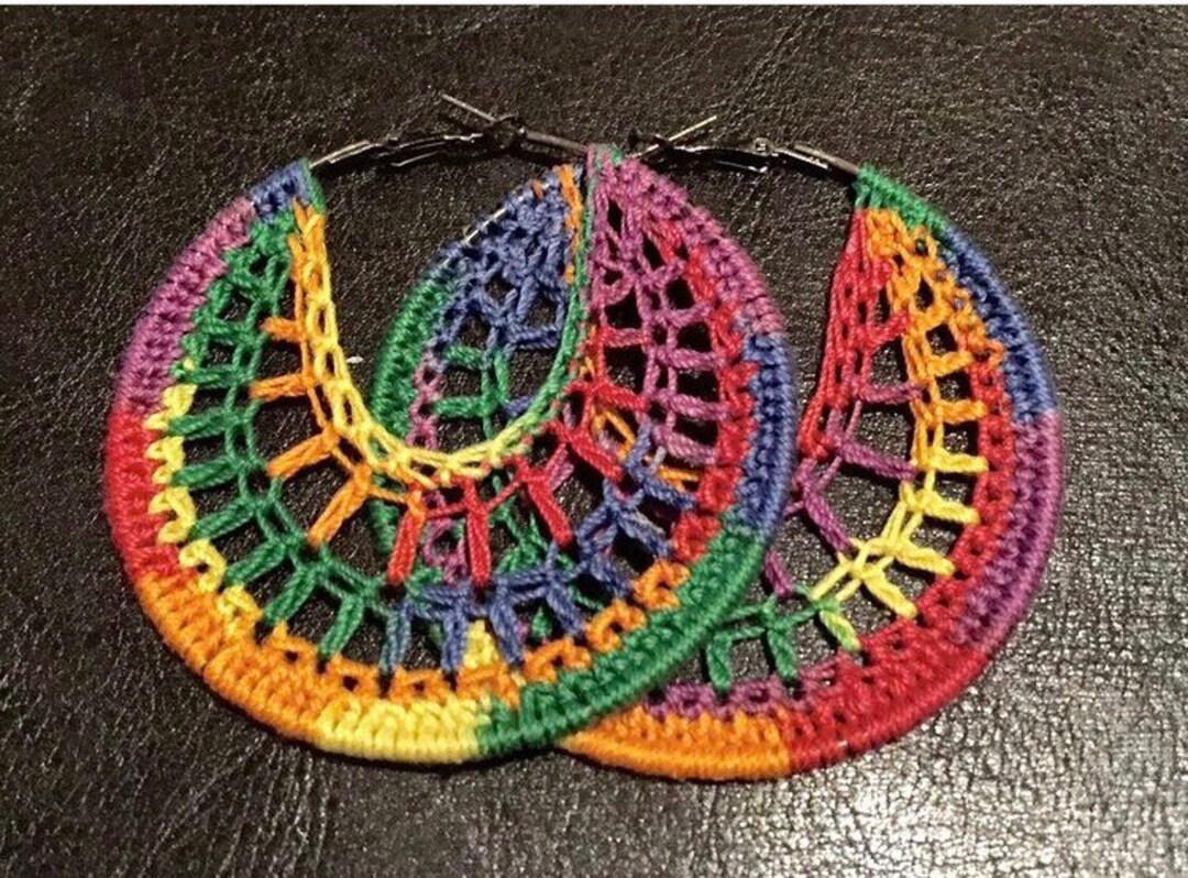 Crochet Hoop Earrings - Etsy
