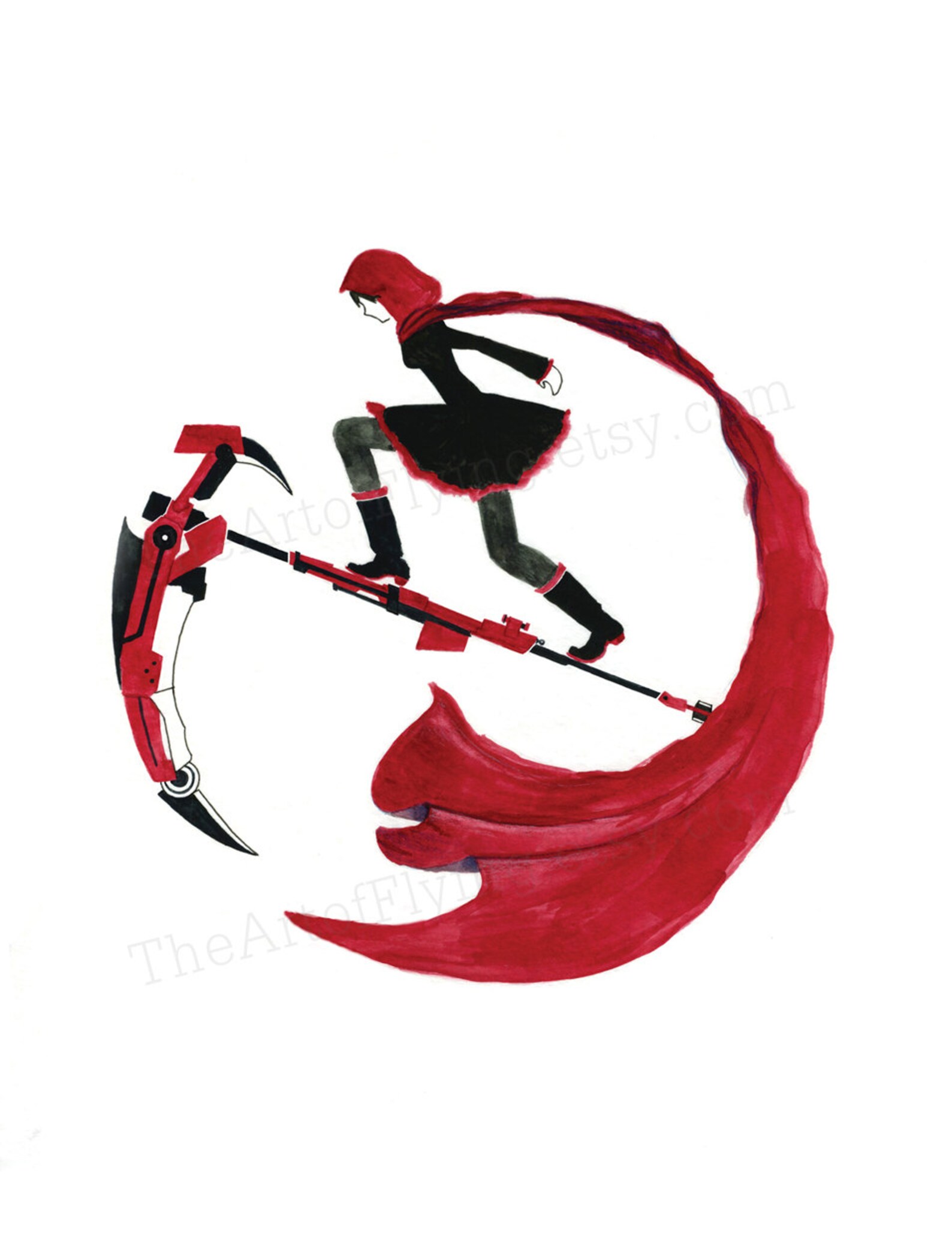 RWBY Ruby Rose With Crescent Rose Print 8.5 X 11 In, 4 X 6in - Etsy