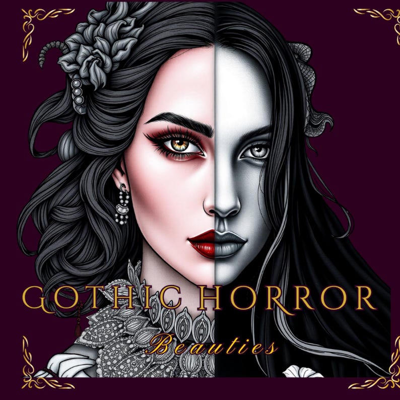 15 Gothic Horror Coloring Pages Printable PDF | Dark Fantasy Adult ...