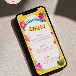 Cute Tropical Smoothie Menu Template | Editable Canva Drink Menu for ...