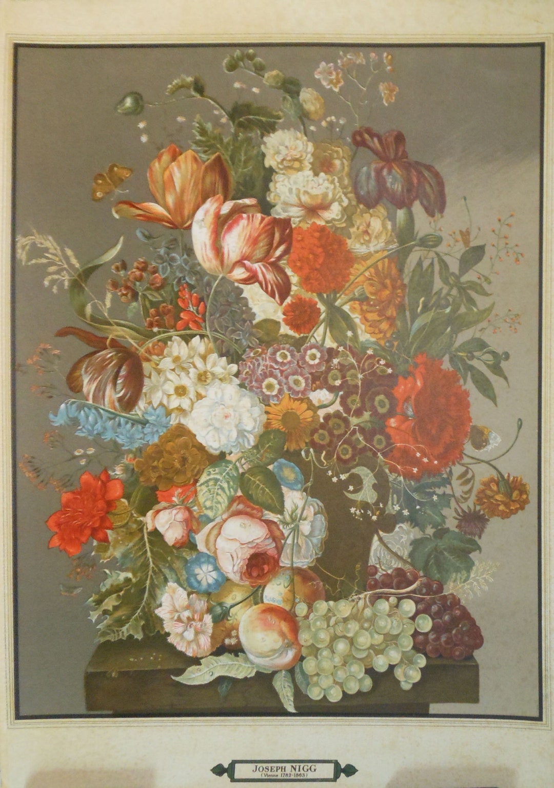 Vintage Color Chromolithograph of Flowers After Joseph Mourlot Printing ...