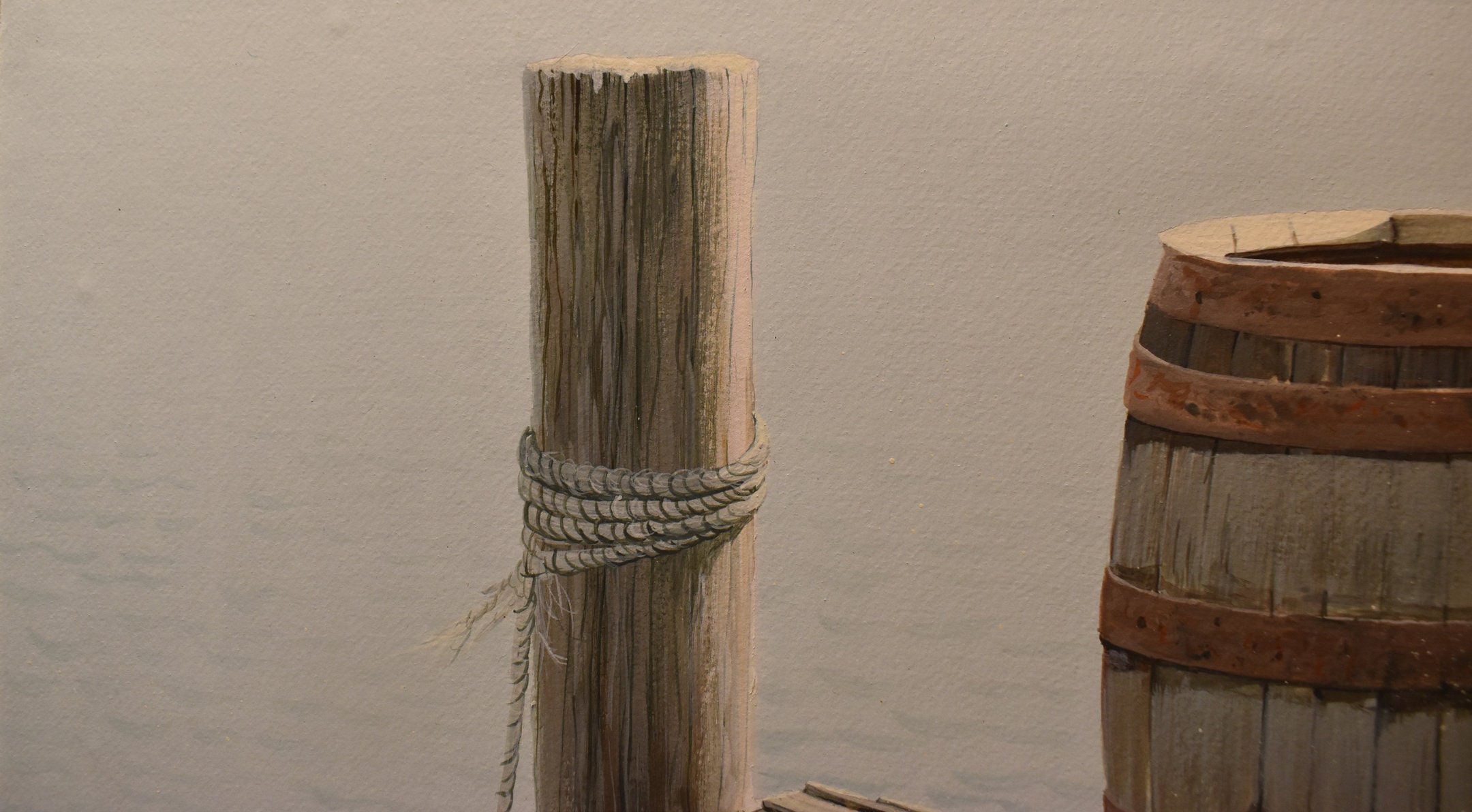 Vintage Marine Watercolor of Lobster Traps Barrels Rope Signed Listed ...