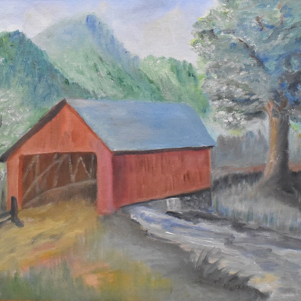 Red Covered Bridge - Etsy