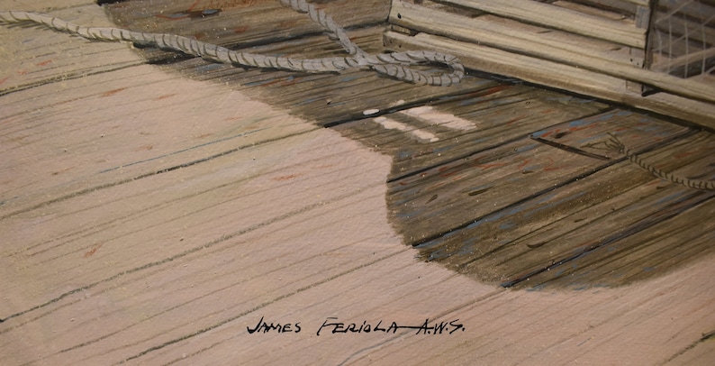 Vintage Marine Watercolor of Lobster Traps Barrels Rope Signed Listed ...