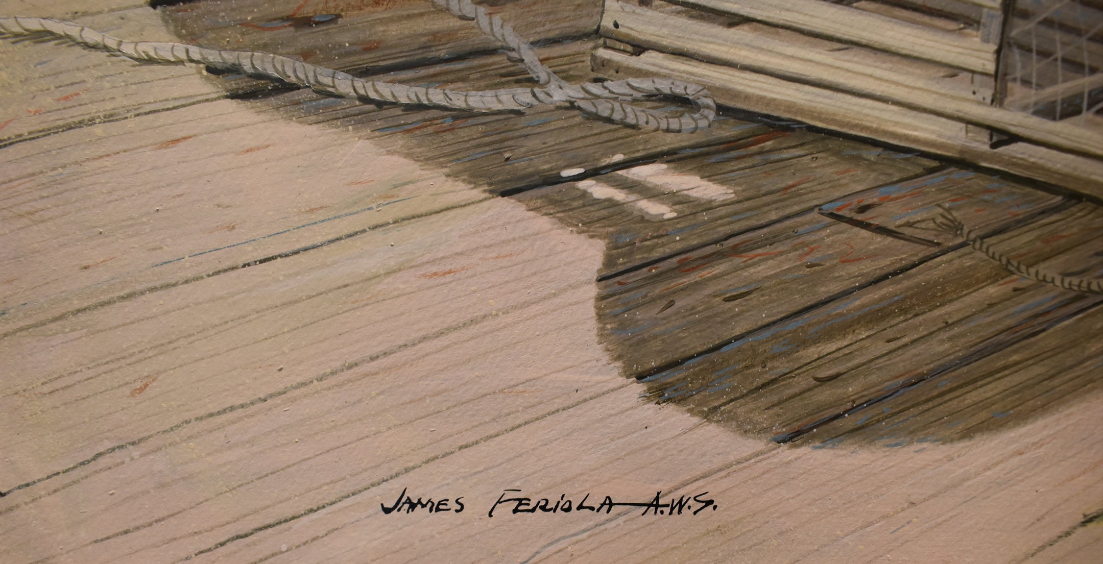 Vintage Watercolor Lobster Traps Barrels Rope Signed Listed Artist ...