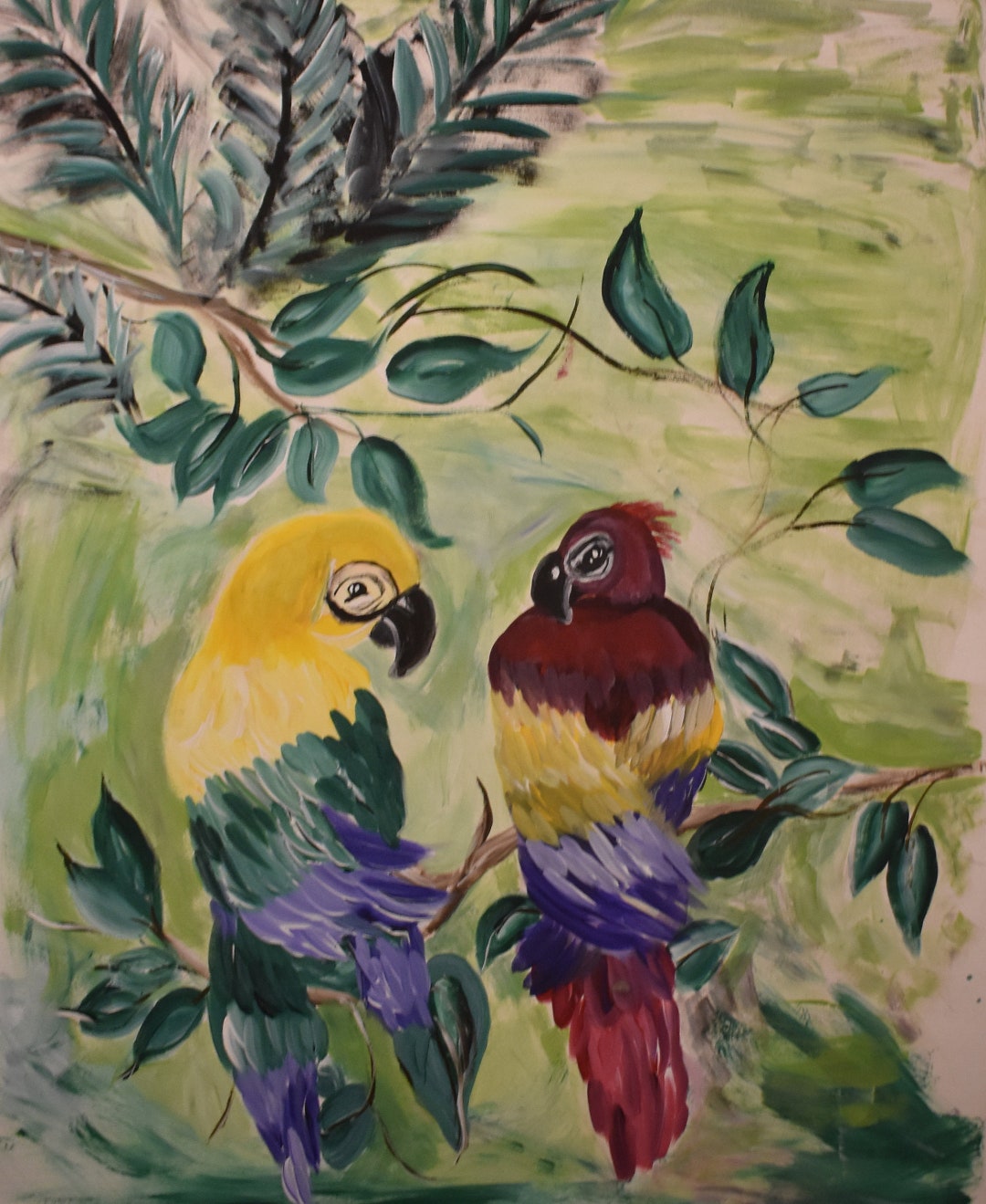 Vintage Macaws Art Watercolor Drawing of Red and Yellow Macaws - Etsy