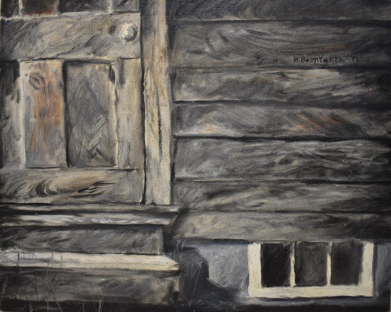 Vintage Side of Old House Oil Painting of Side of House Artist Maine ...