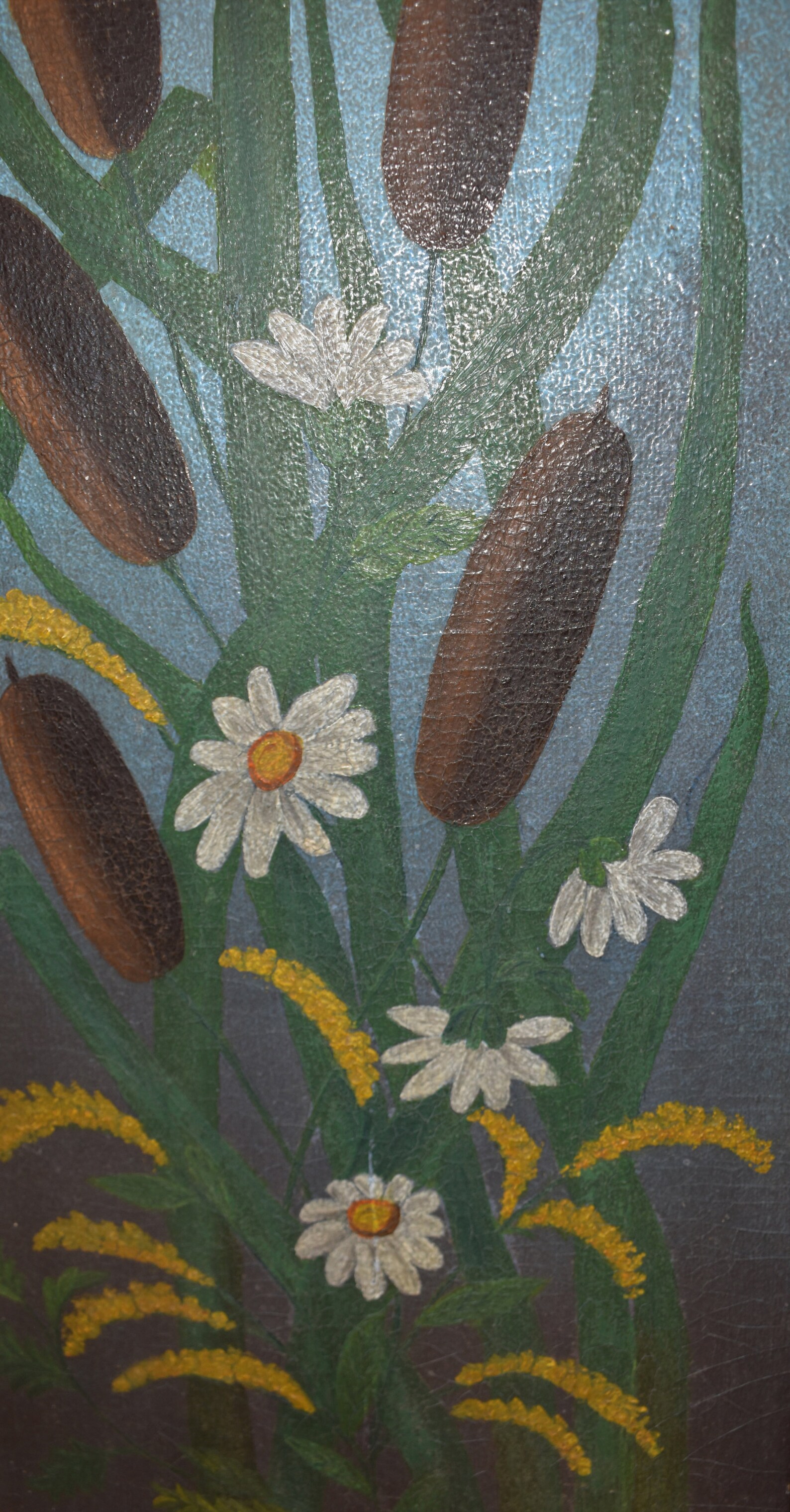 Vintage Cat Tail Art Painting of Cat Tails Art Folky Victorian - Etsy