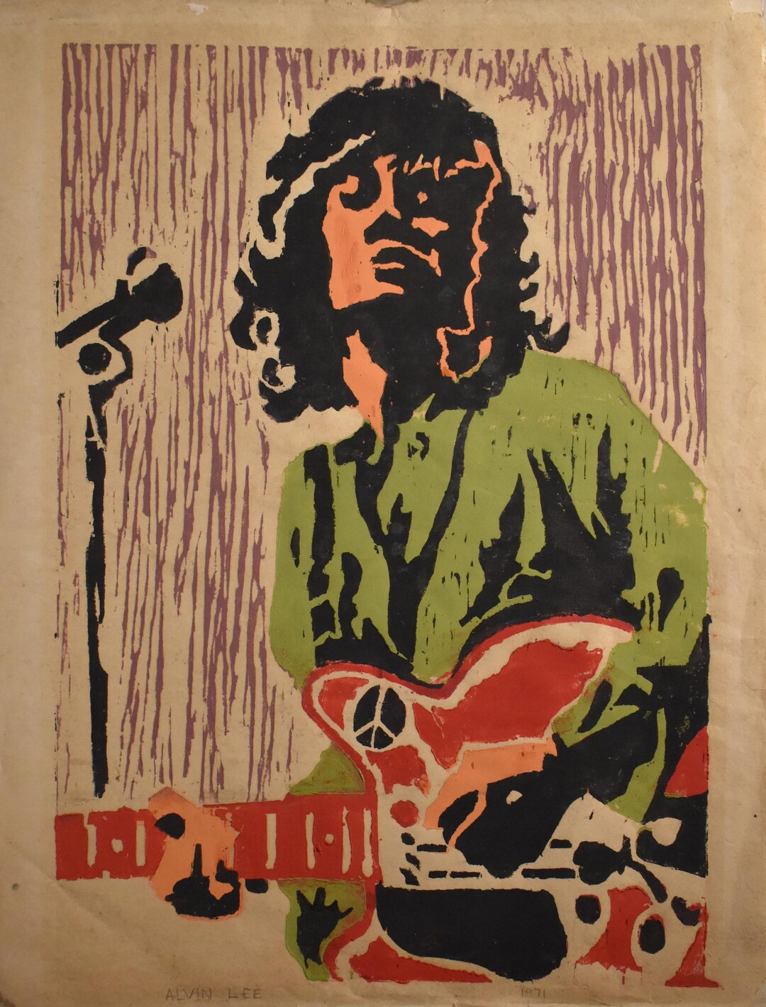 Vintage Color Wood Block Print of Alvin Lee Ca 1972 Signed - Etsy