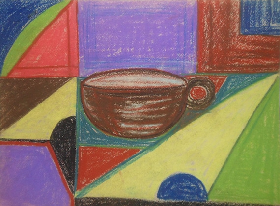 Vintage Tea Cup Pastel Abstract Cubist Painting - Etsy UK
