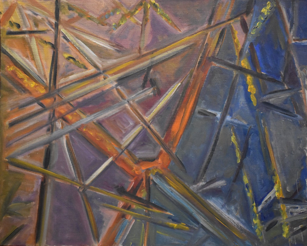 Vintage Abstract Line Oil Painting of Line and Shapes - Etsy