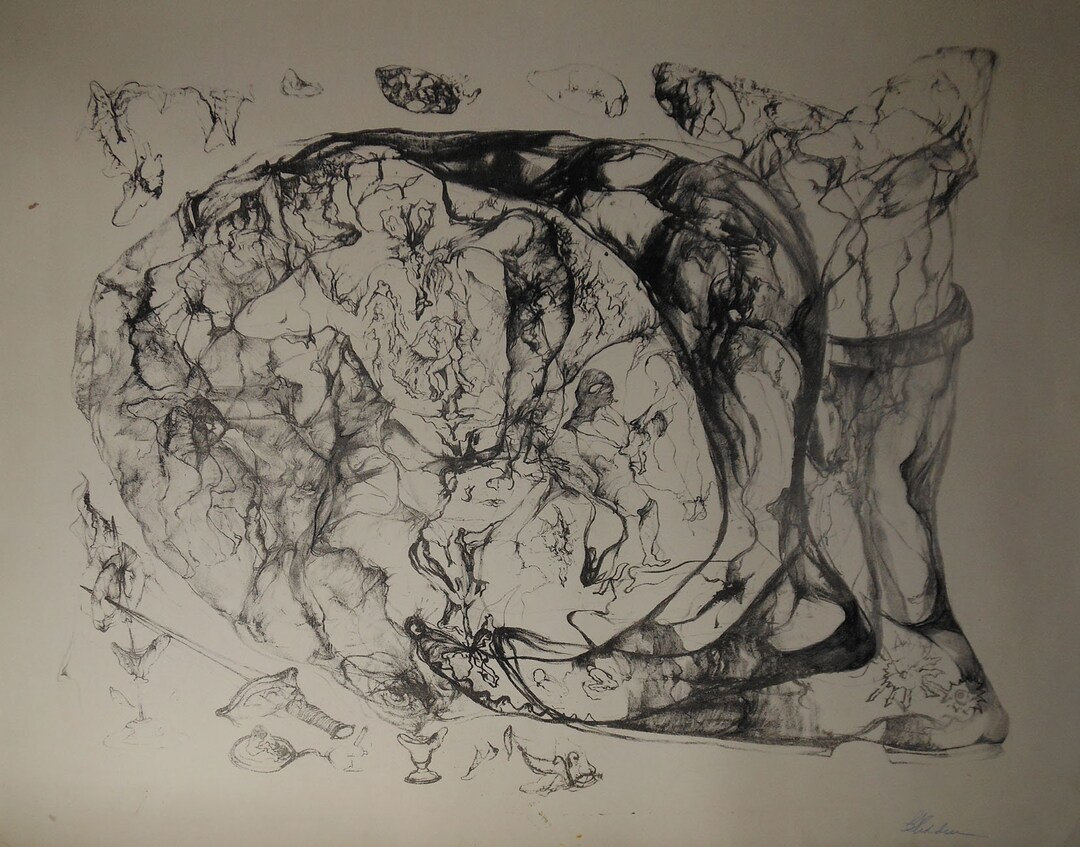 Vintage Stone Lithograph Abstract Forms Artist Signed - Etsy