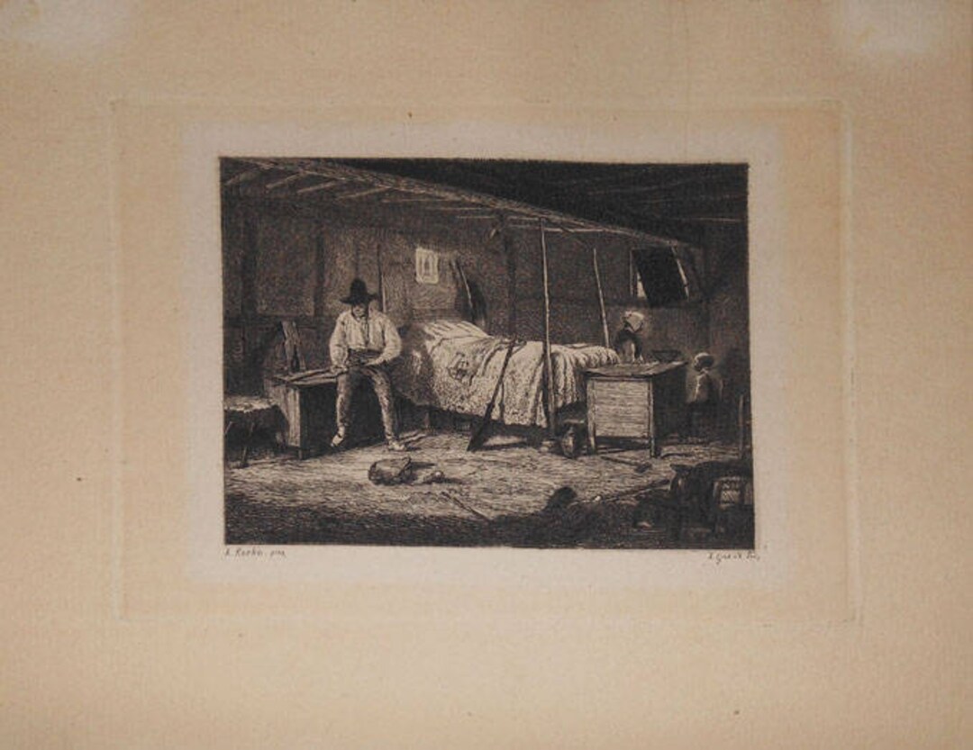 Vintage Blacksmithing Etching Man Wearing Hat Etching by Amedee Paul ...
